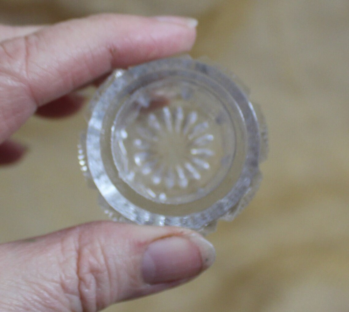 Pair of Mismatch Clear Glass Salt Cellars / Dishes - One Scalloped Edge ...