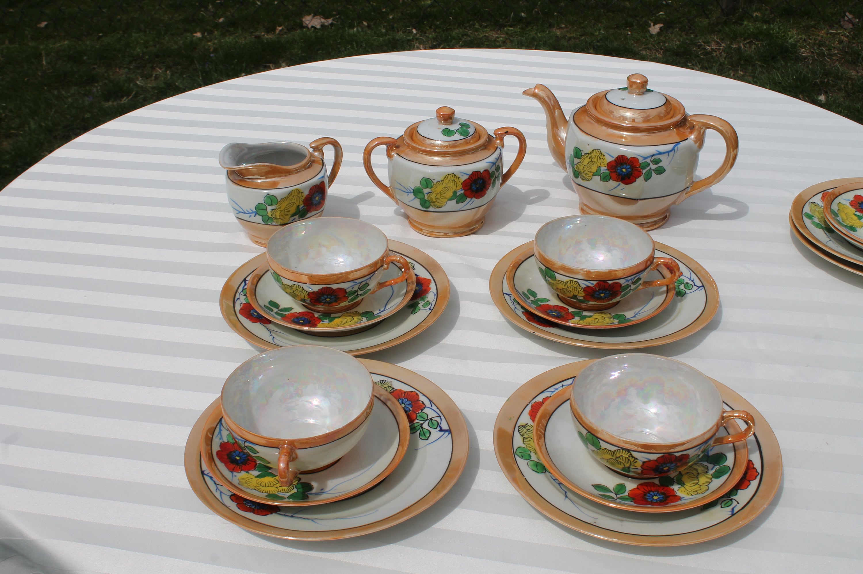 Peach Lusterware Tea / Luncheon Set Made in Japan Bold | Etsy