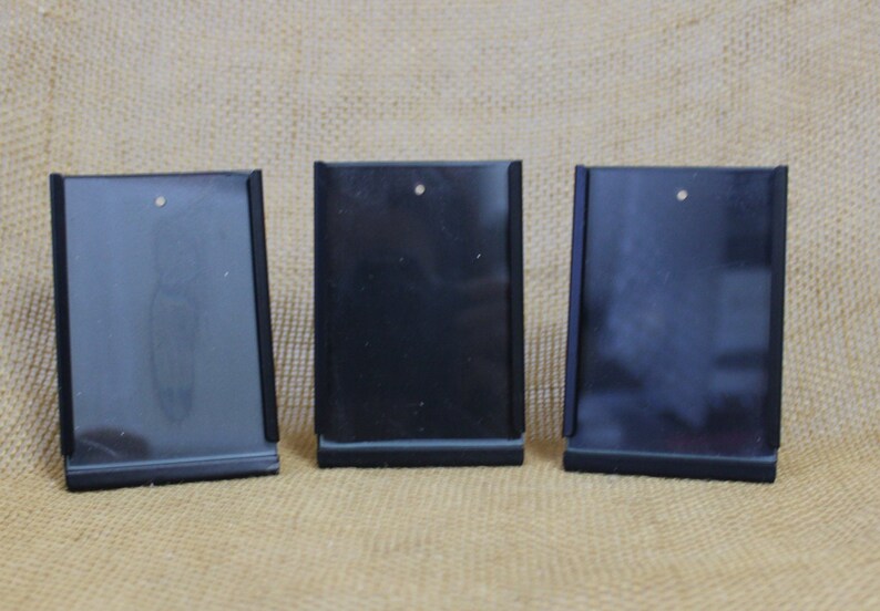 Trio of Black Metal Slant Back Picture Frames - Holds Two 3 1/2 X 2 1/2 ...