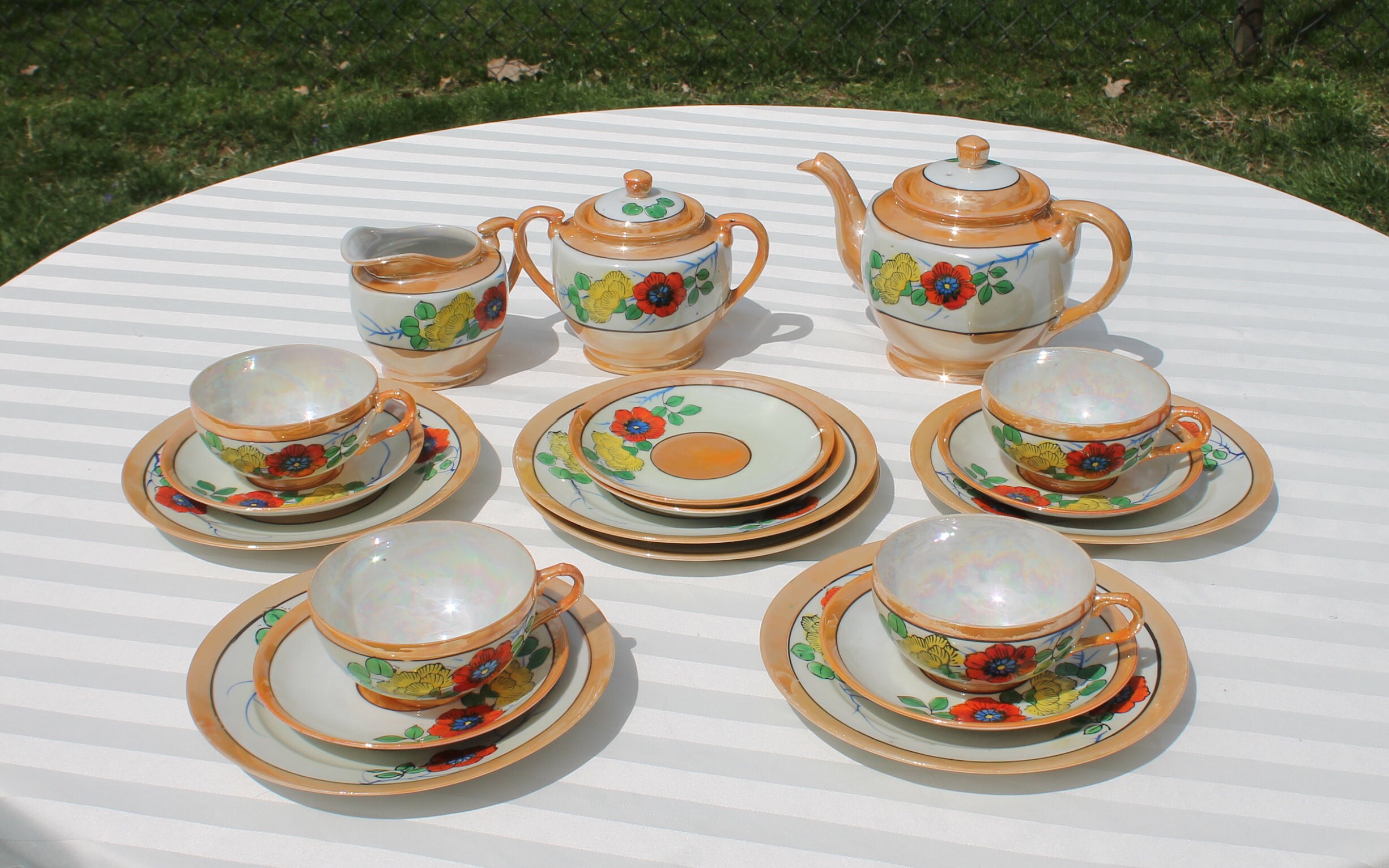 Peach Lusterware Tea / Luncheon Set Made in Japan Bold | Etsy