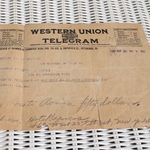 Western Union Telegram From 1921 Collectible, Ephemera, - Etsy