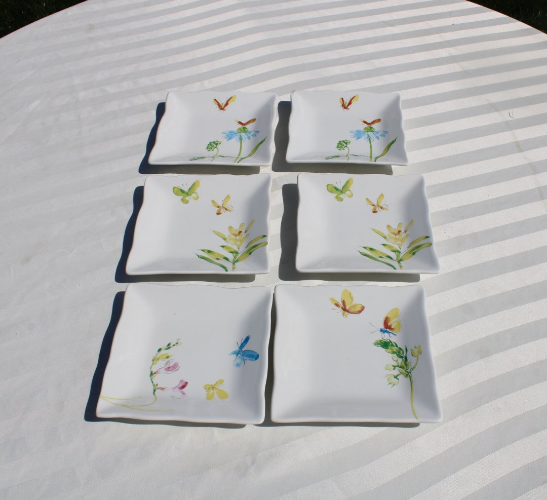 Butterfly Flight Appetizer Plates: Set of 6 Small Square Plates - Etsy