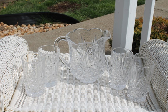 Clear Glass Pitcher / Beverage Pitcher / Ice Tea Pitcher With | Etsy