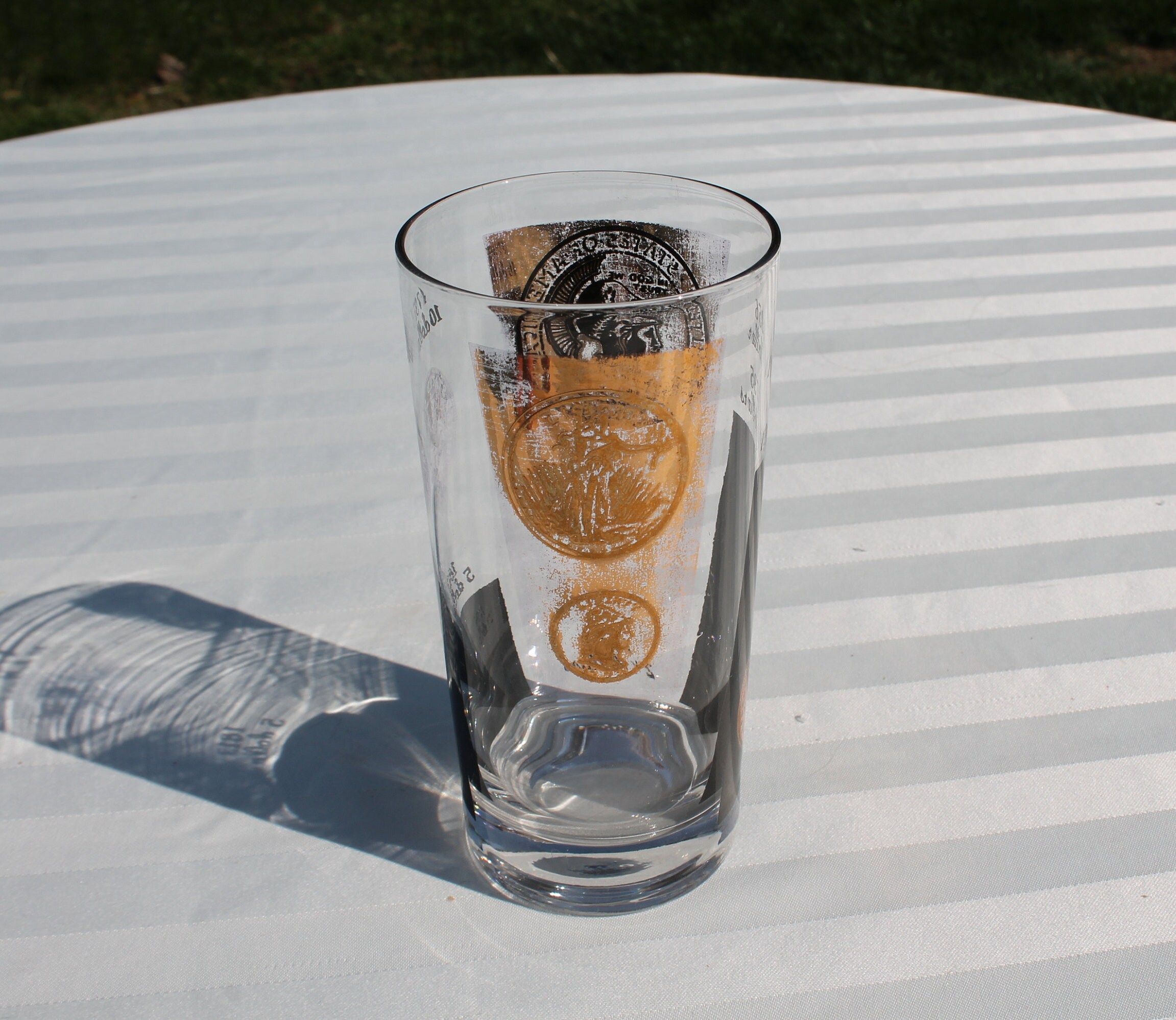 Mid Century Modern Gold and Black Coin Drinking Glass by Cera | Etsy