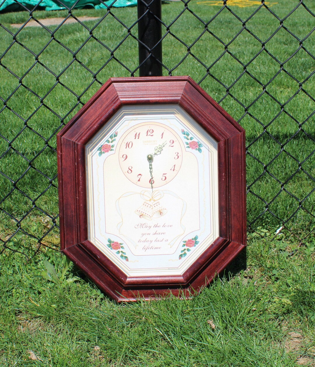 Vintage Wall Hanging Clock by Danbury Clock Co. - Wooden Framed Clock ...