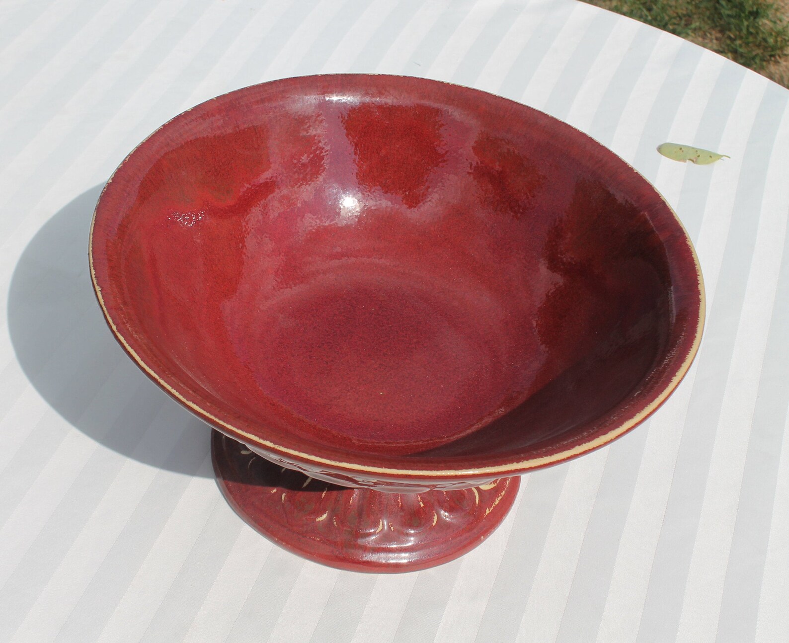 Footed Burgundy Bowl From Home Interiors and Gifts HOMCO - Etsy