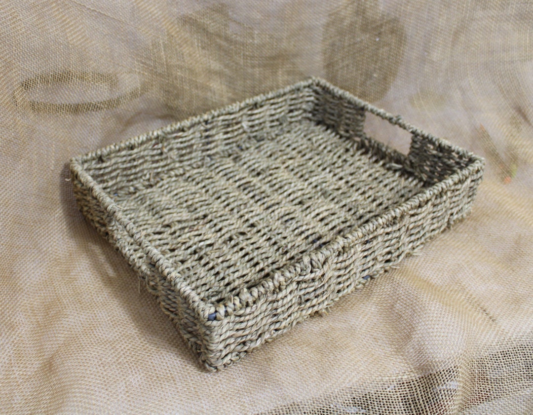 Large Shallow Rectangle Rope Basket on Metal Frame With Handles - Etsy