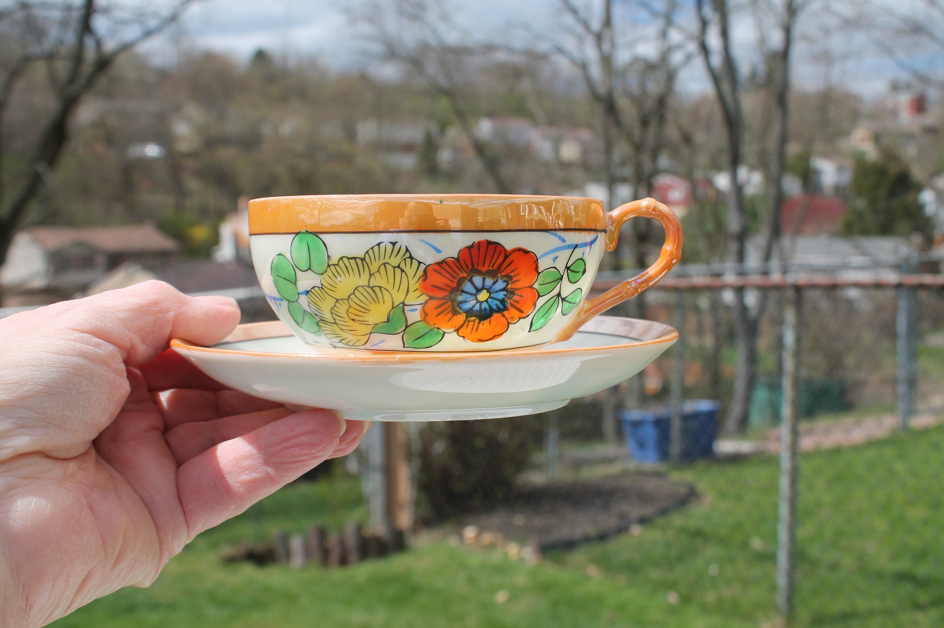 Peach Lusterware Tea / Luncheon Set Made in Japan Bold | Etsy