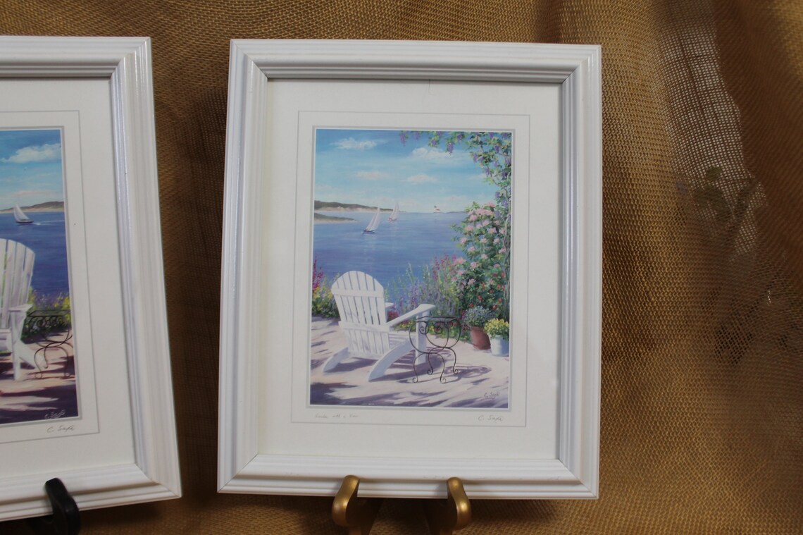 Pair of Framed Beach Chair Prints From Carol Saxe Titled | Etsy