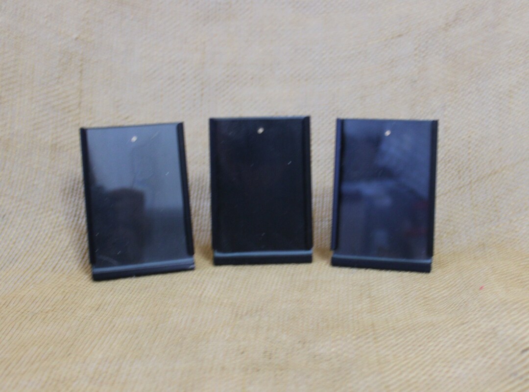 Trio of Black Metal Slant Back Picture Frames - Holds Two 3 1/2 X 2 1/2 ...