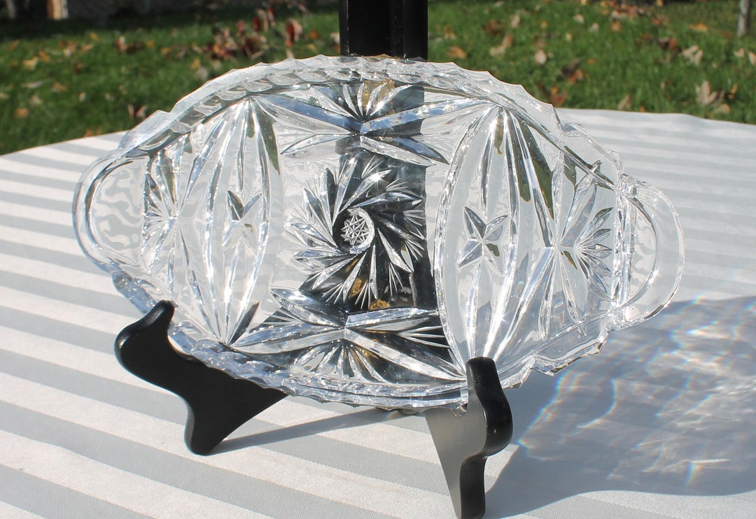 Small Clear Glass Tray With Handles and Fluted Edges - Relish Tray ...