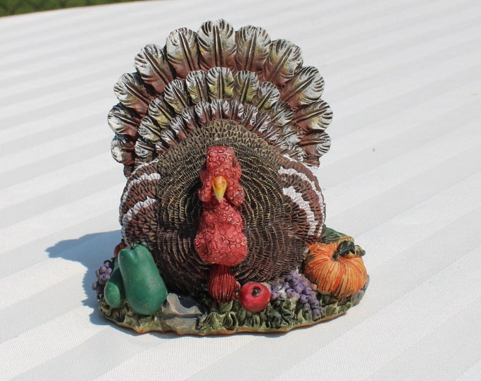 Small Resin Turkey Figurine With Vegetables - Fall / Thanksgiving Home ...