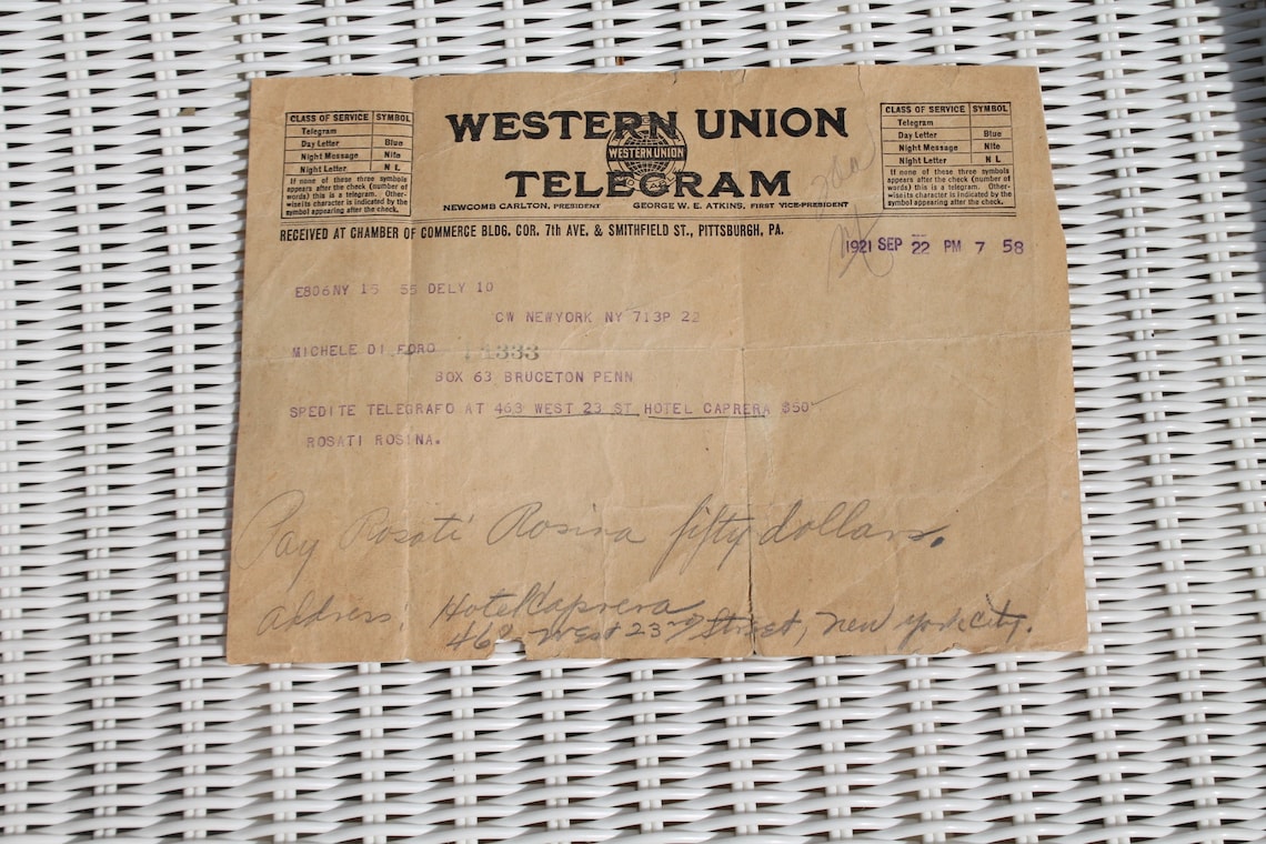 Western Union Telegram from 1921 Collectible Ephemera | Etsy