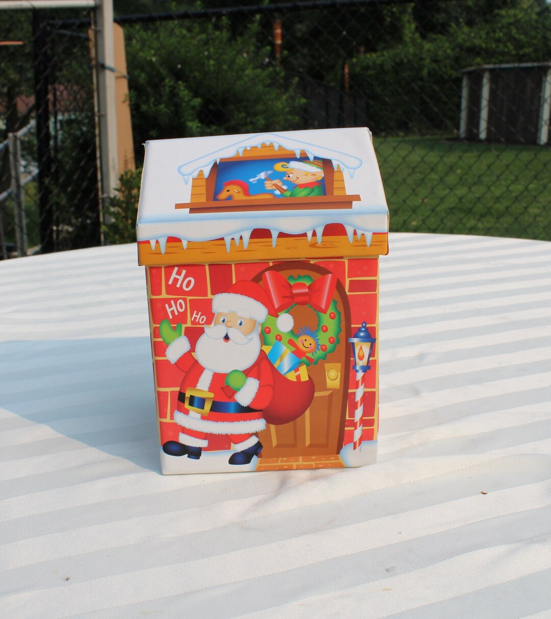 House Shaped Box With Santa and Elves - Santa's Work Shop Box ...