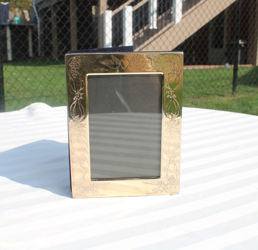 Silver and Gold Tone Metal Photo Album or Picture Book Dove, Heart and ...