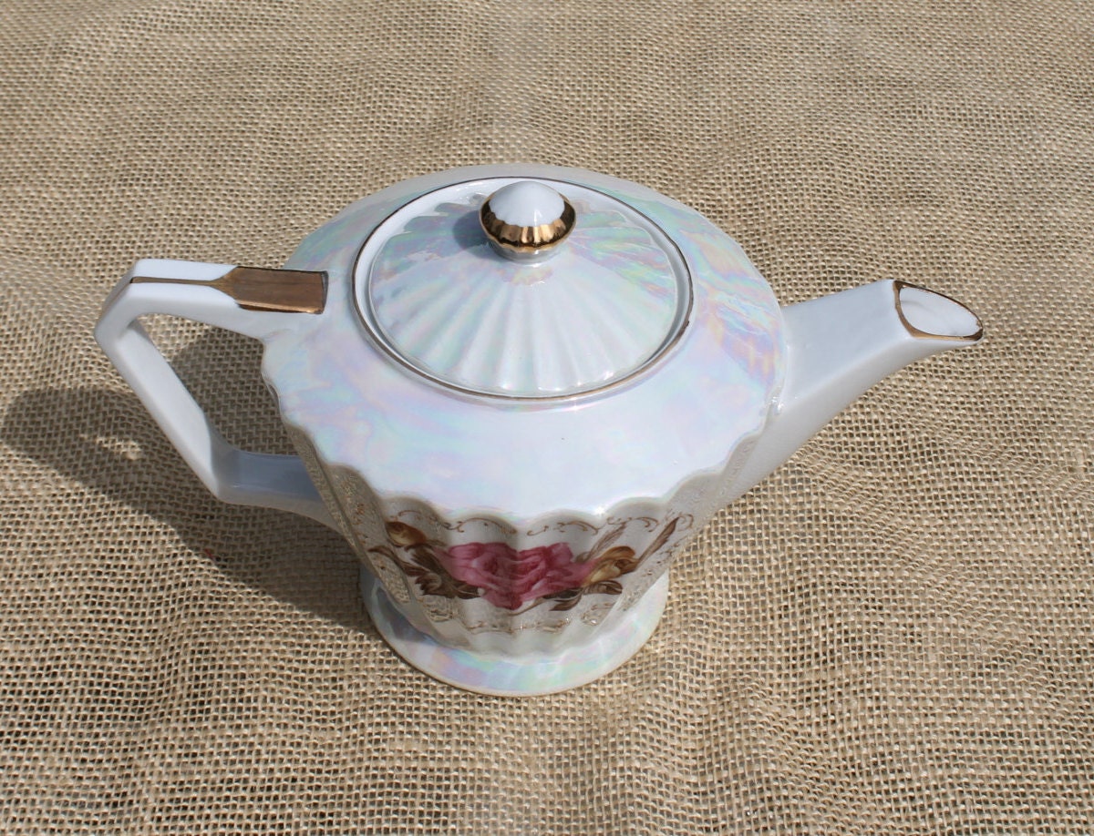 Teapot With Rose and Luster Finish and Gold Trim by Norleans ...