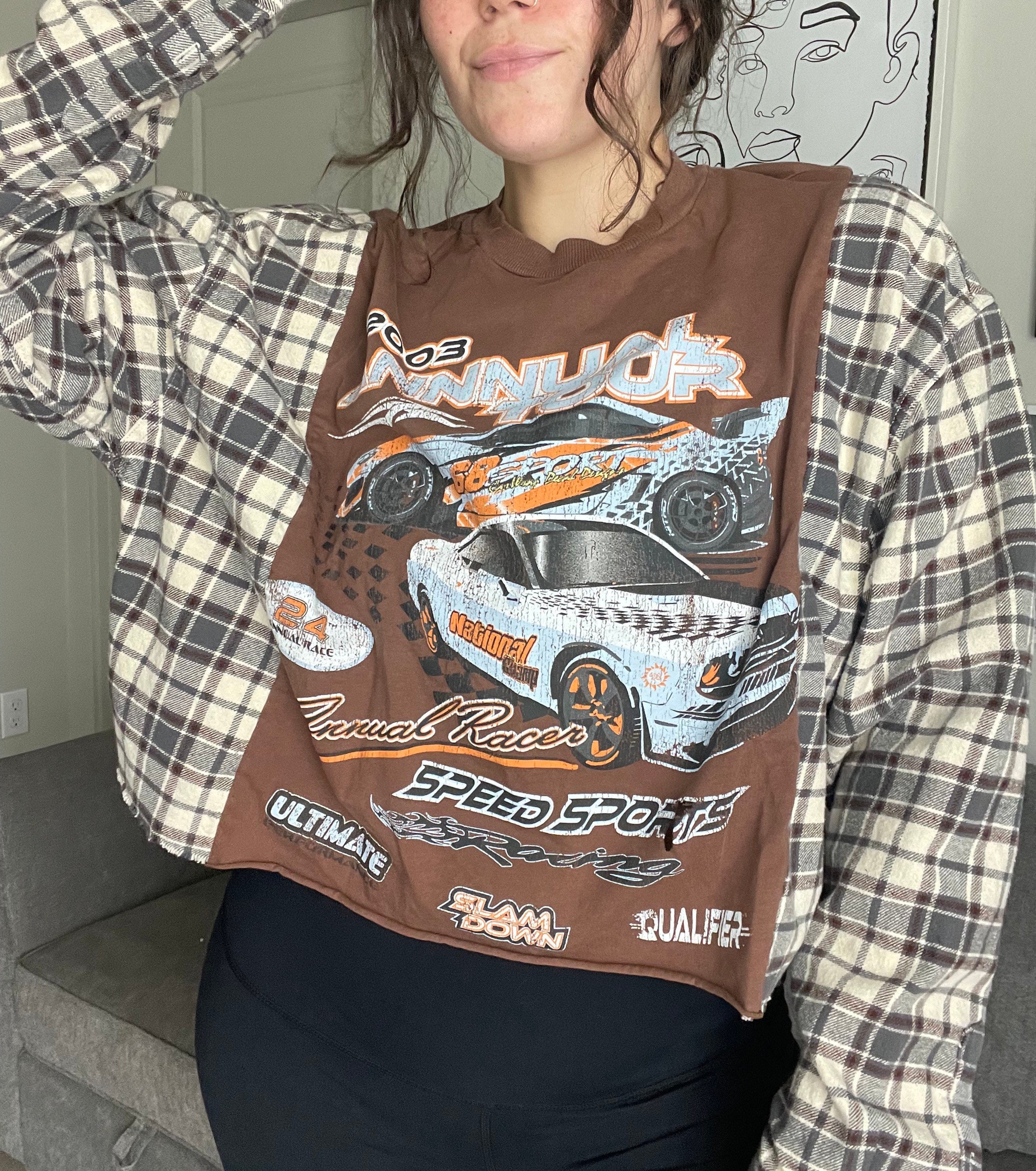 Vintage Style Nascar T Shirt Brown Flannel Oversized Fit Size - Etsy