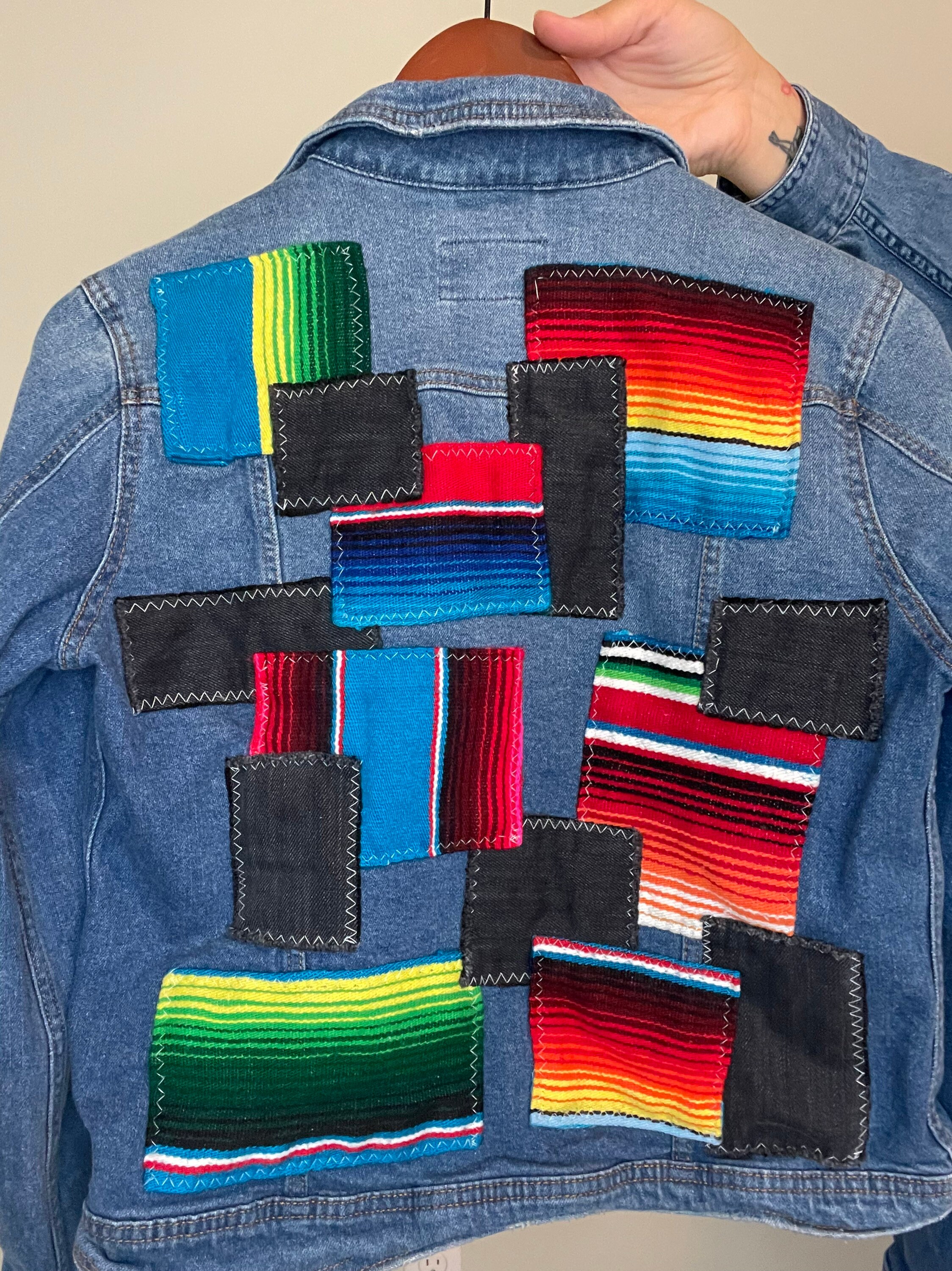 Serape Patchwork Blue Denim Jacket Size XS/S - Etsy