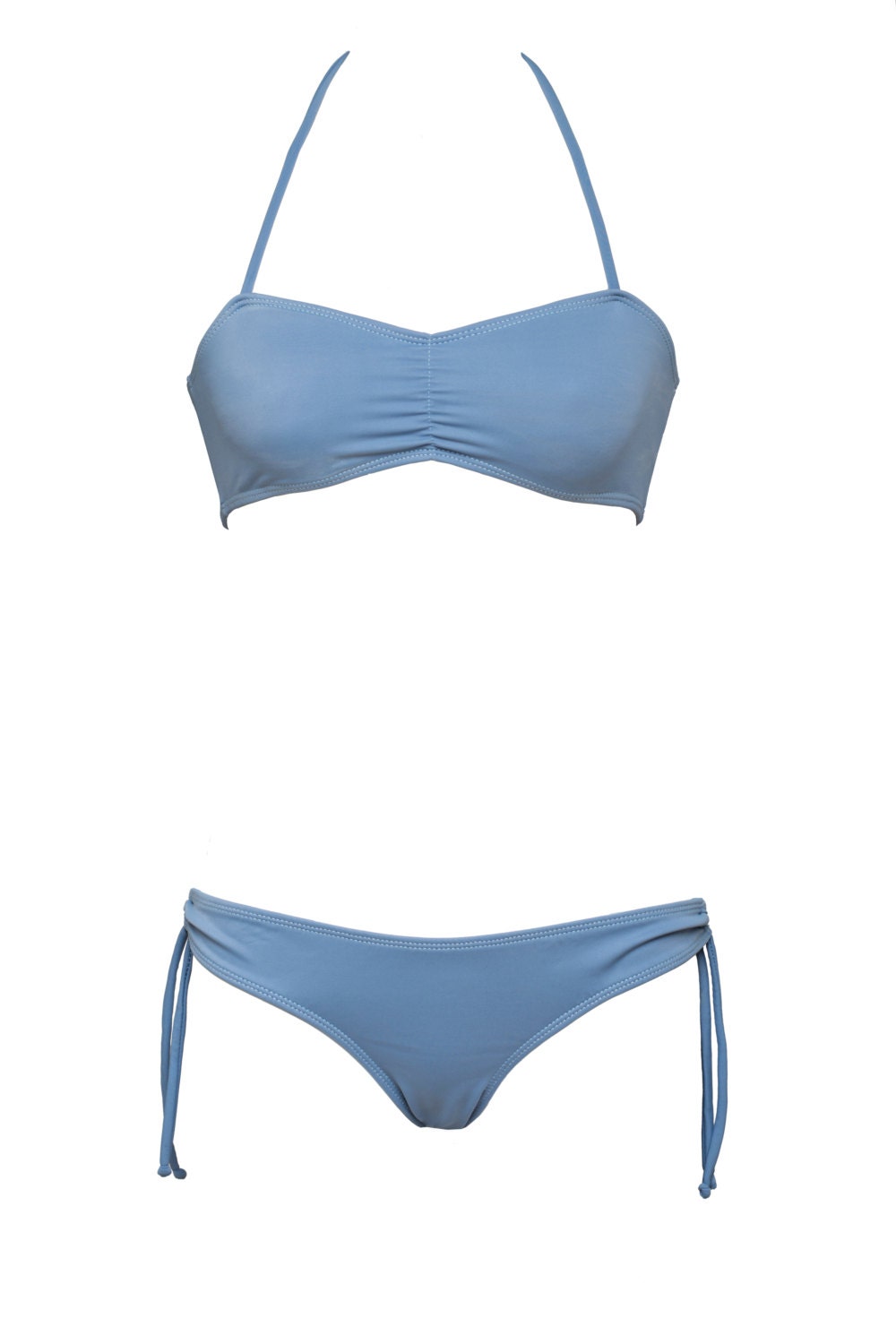 Blue Bandeau Bikini Set – Brazilian Cut Swimwear - Etsy
