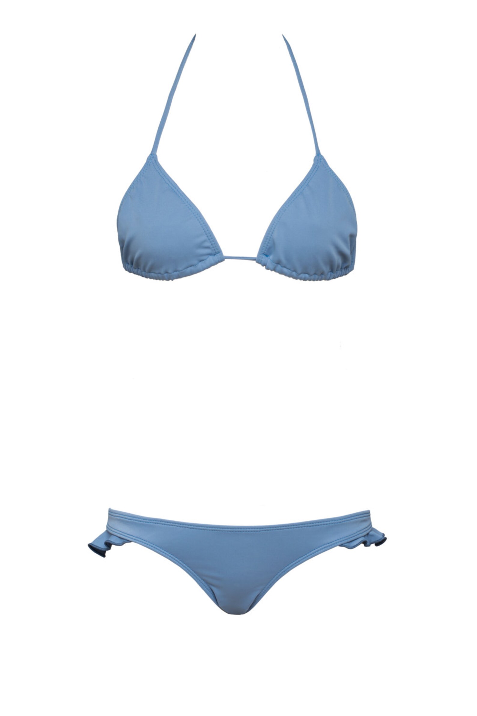 Triangle Bikini Mint Green Triangles Top low Rise Ruffle Bottom Pastel ...
