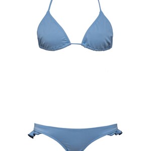 Triangle Bikini Mint Green Triangles Top low Rise Ruffle Bottom Pastel ...