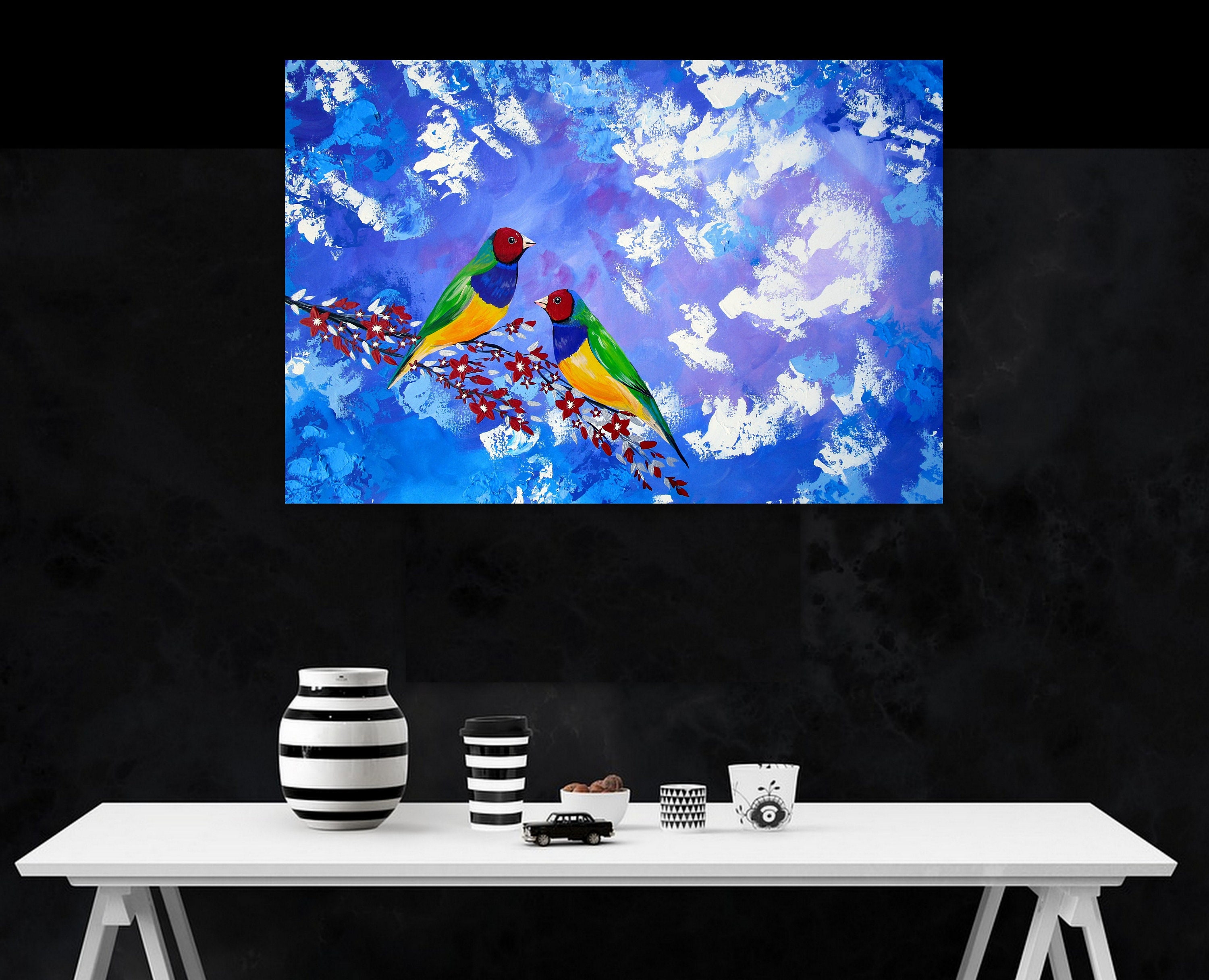 Finches Finch Finch Painting Paintings of Finches - Etsy