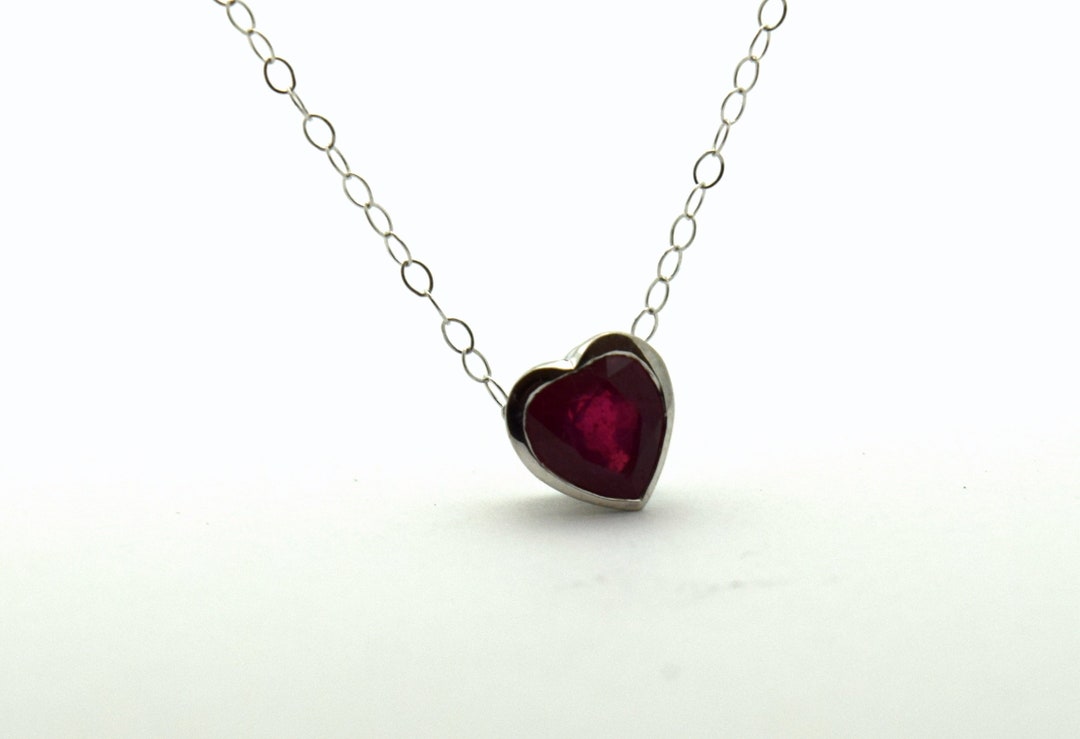 HEART Ruby Pendant RUBY Pendant Necklace Floating Style in 14KT White ...