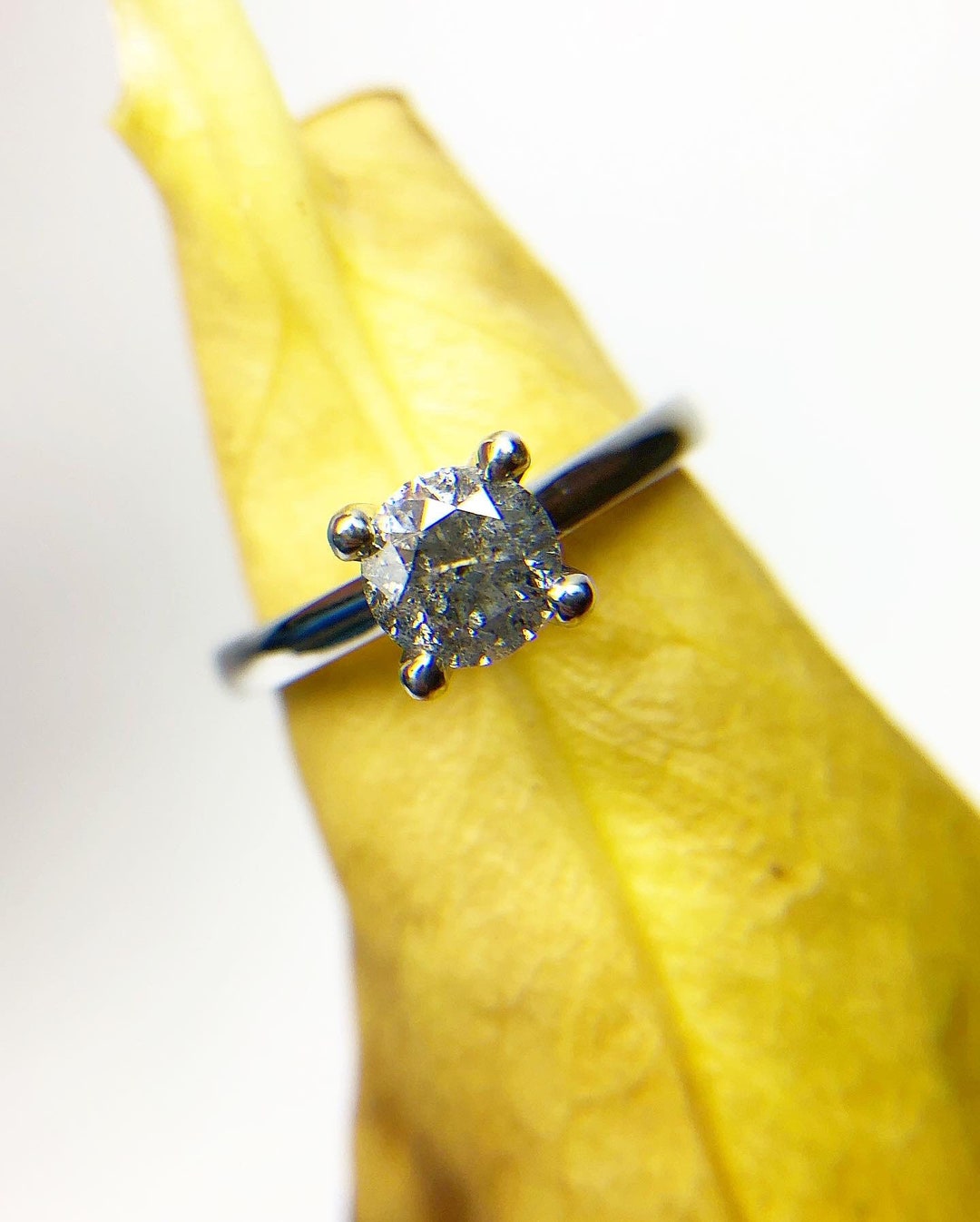 Pepper Diamond Ring/1ct DARK Salt and Pepper Diamond Engagement Ring ...