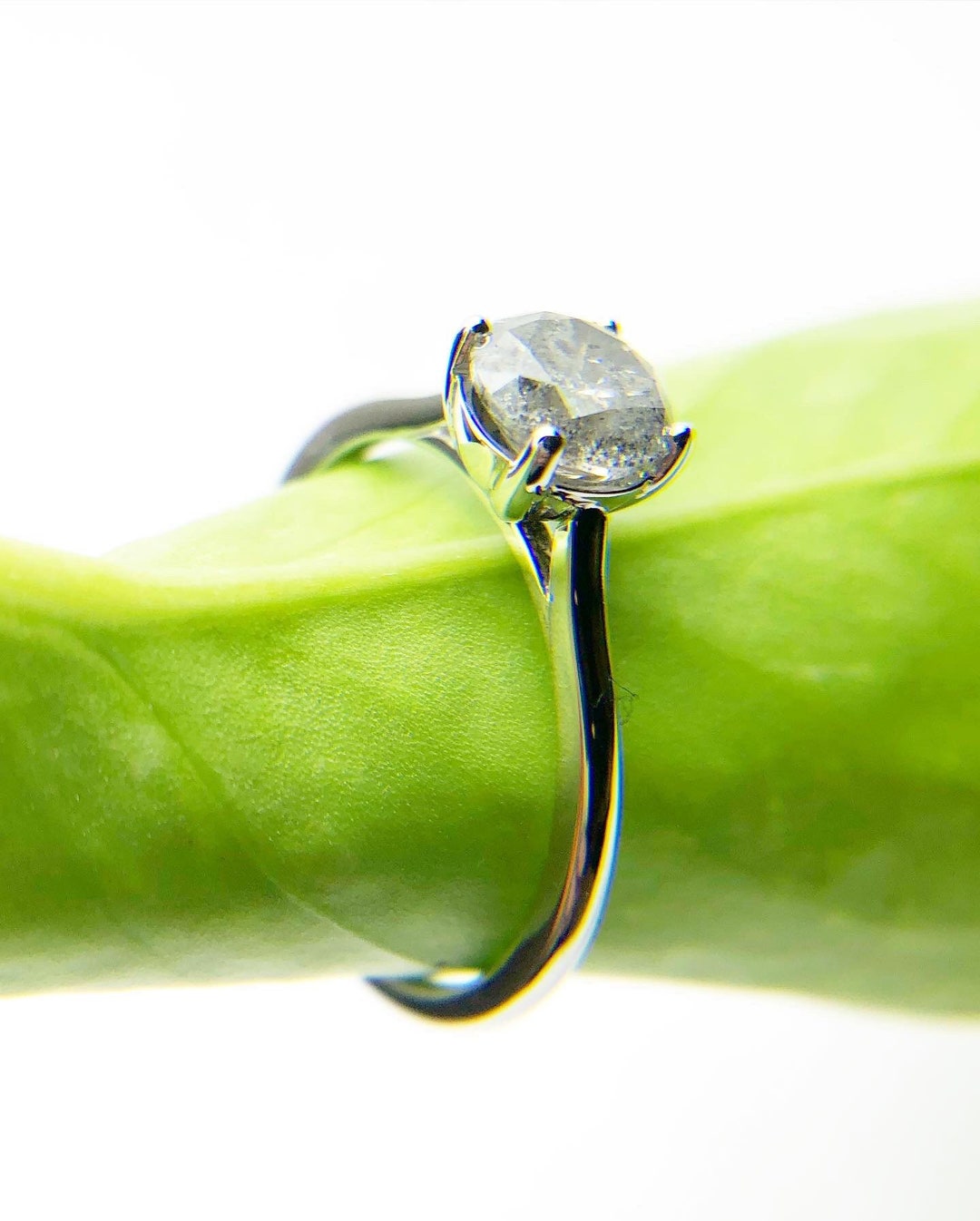 Salt Diamond Ring/1ct Salt and Pepper Diamond Engagement Ring 14KT ...