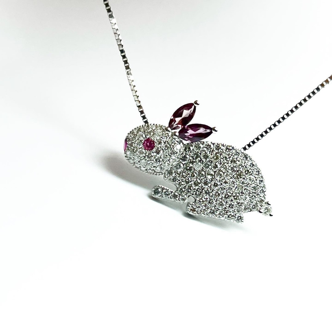Diamond Bunny Pendant 18kt Gold & Natural Pink Sapphire Bunny/bunny ...