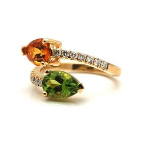 MOI ET TOI Diamond Ring 18KT Yellow Gold Pear Shape Gemstone - Etsy