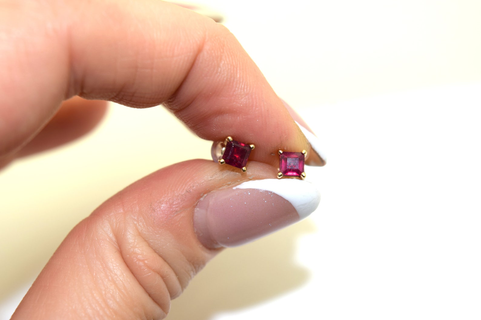 4mm Dark Ruby Studs/genuine Dark Red Ruby Princess Cut Ruby | Etsy