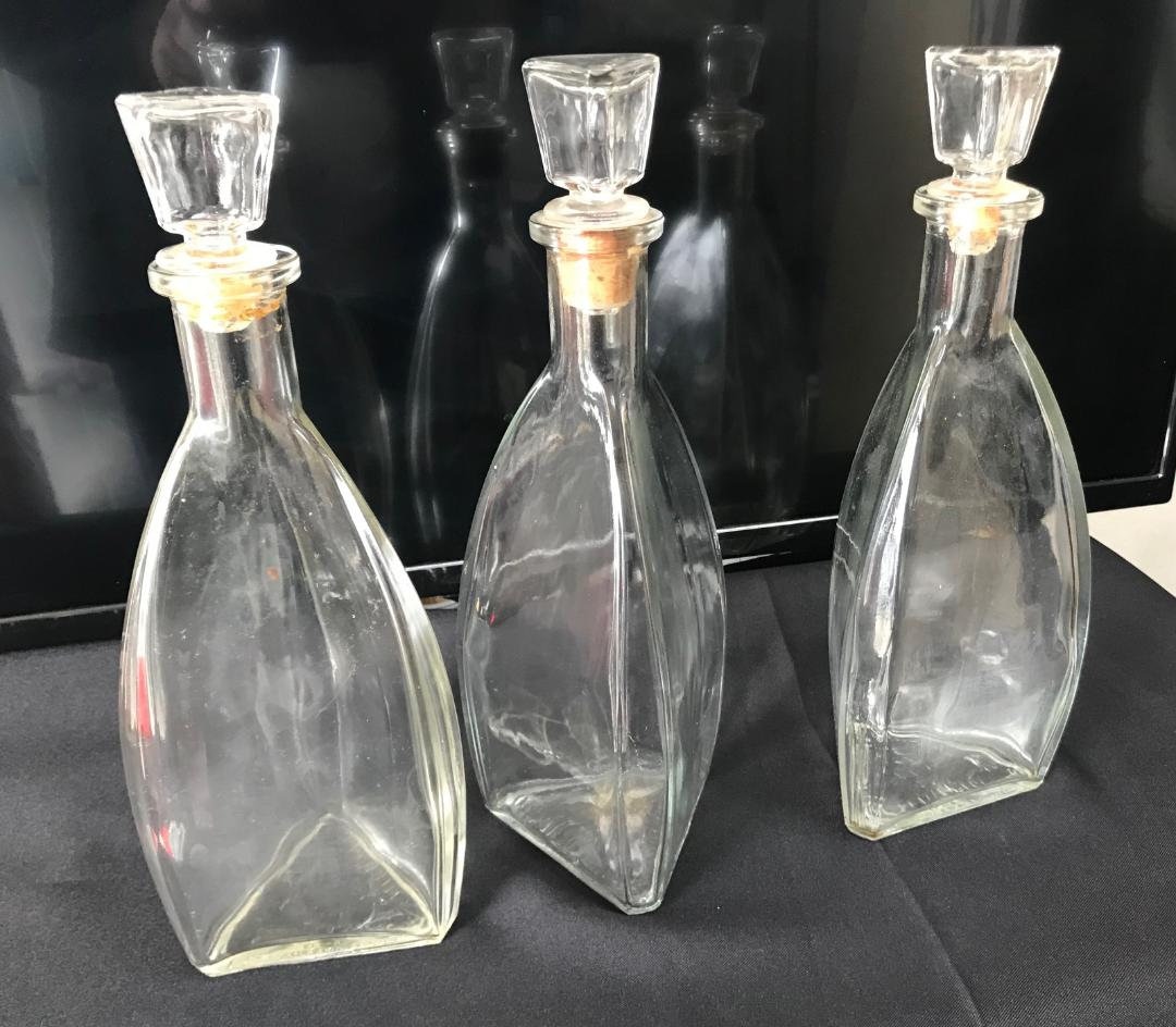 Vintage Large Three Sided Pressed Glass Liquor Bottles - Etsy