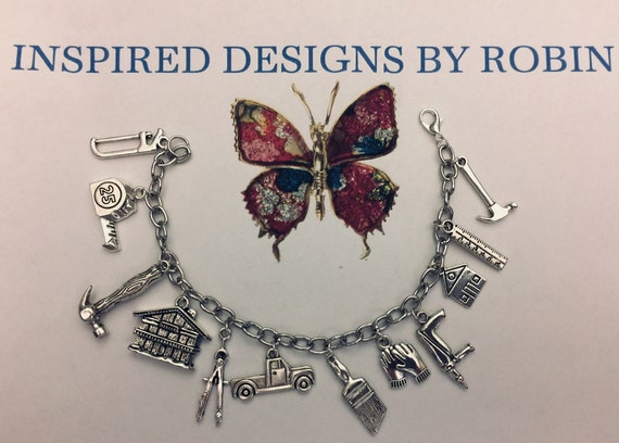 Construction charm bracelet construction jewelry | Etsy