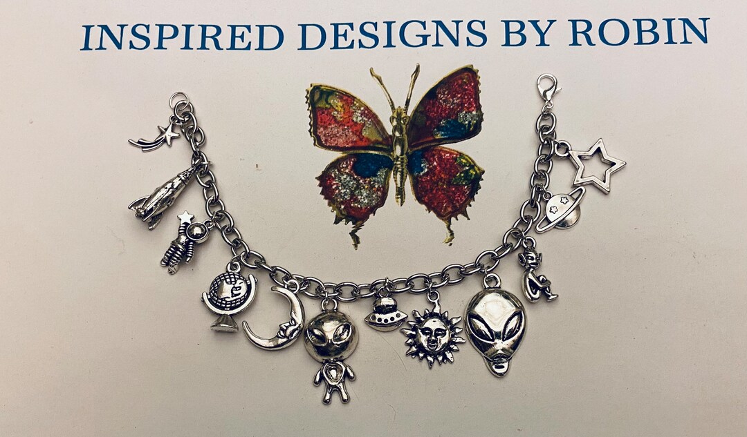 Alien Charm Bracelet, UFO Bracelet, Alien Jewelry, I Want to Believe ...