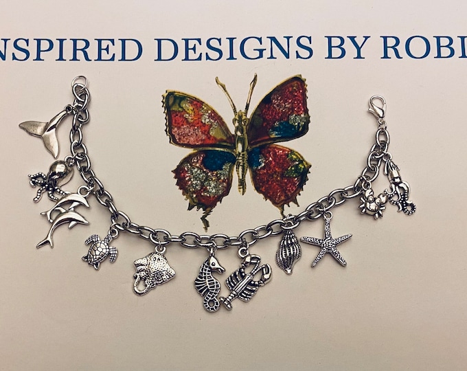Under the Sea Charm Bracelet, Ocean Charm Bracelet, Themed Charm ...
