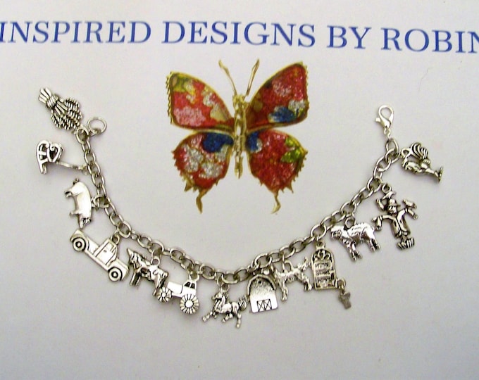 Love the Farm Life Charm Bracelet, Farm Girl, Farm Animals, Country ...