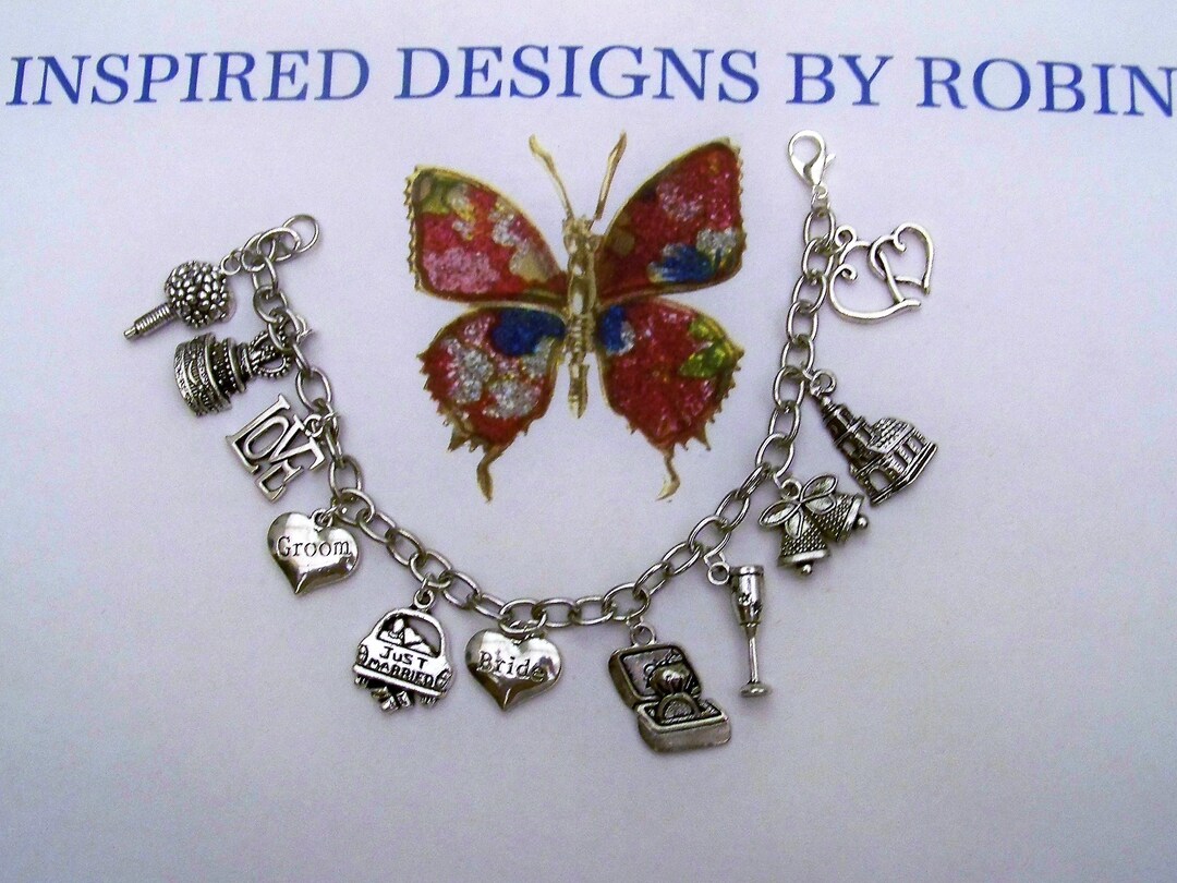 The Just Married or Getting Married Charm Bracelet. Gift for Bride ...