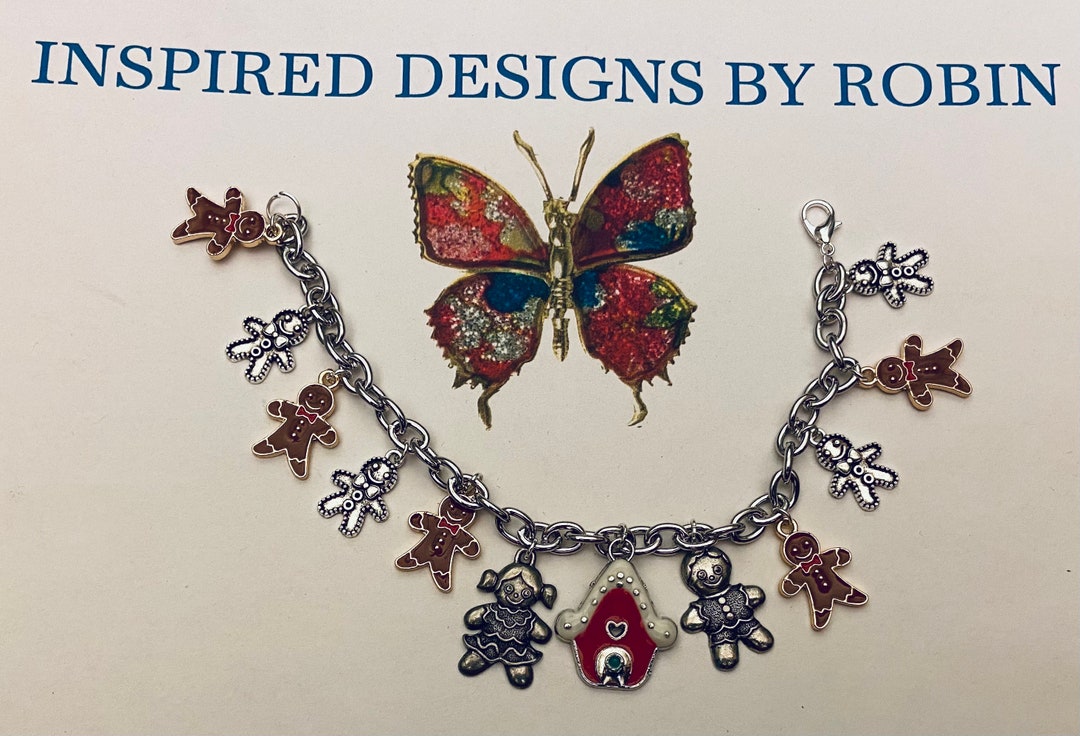 Gingerbread Charm Bracelet, Holiday Jewelry, Gingerbread Jewelry ...