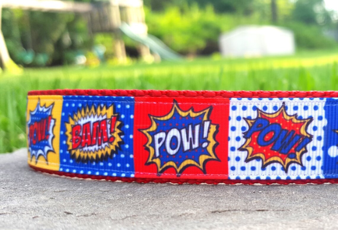 Bam Zap Pow 1 Inch Width Dog Collar | Etsy