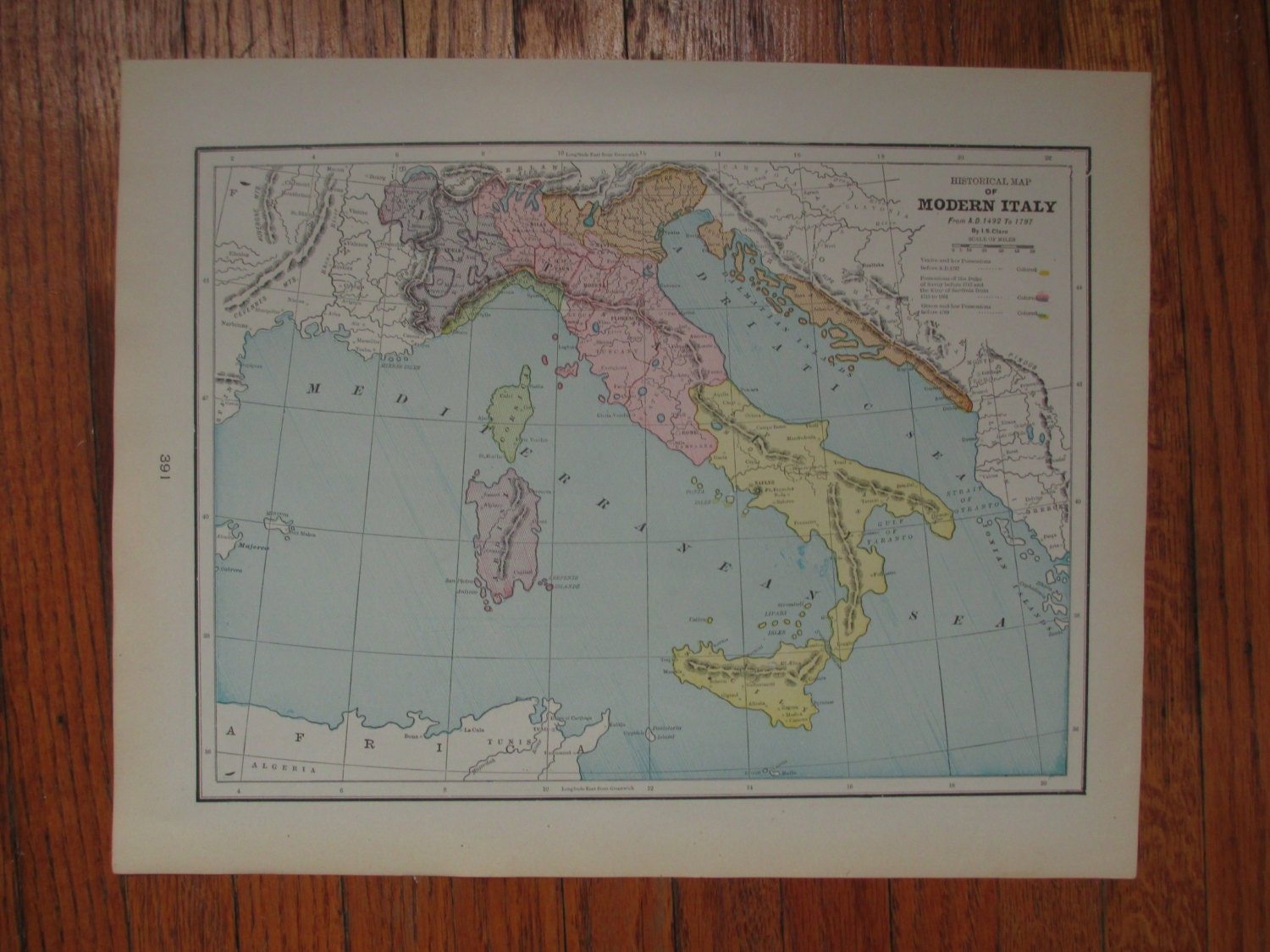 ITALY- Vintage Original 1899 Cram's Map of Modern Italy in 1899 ...