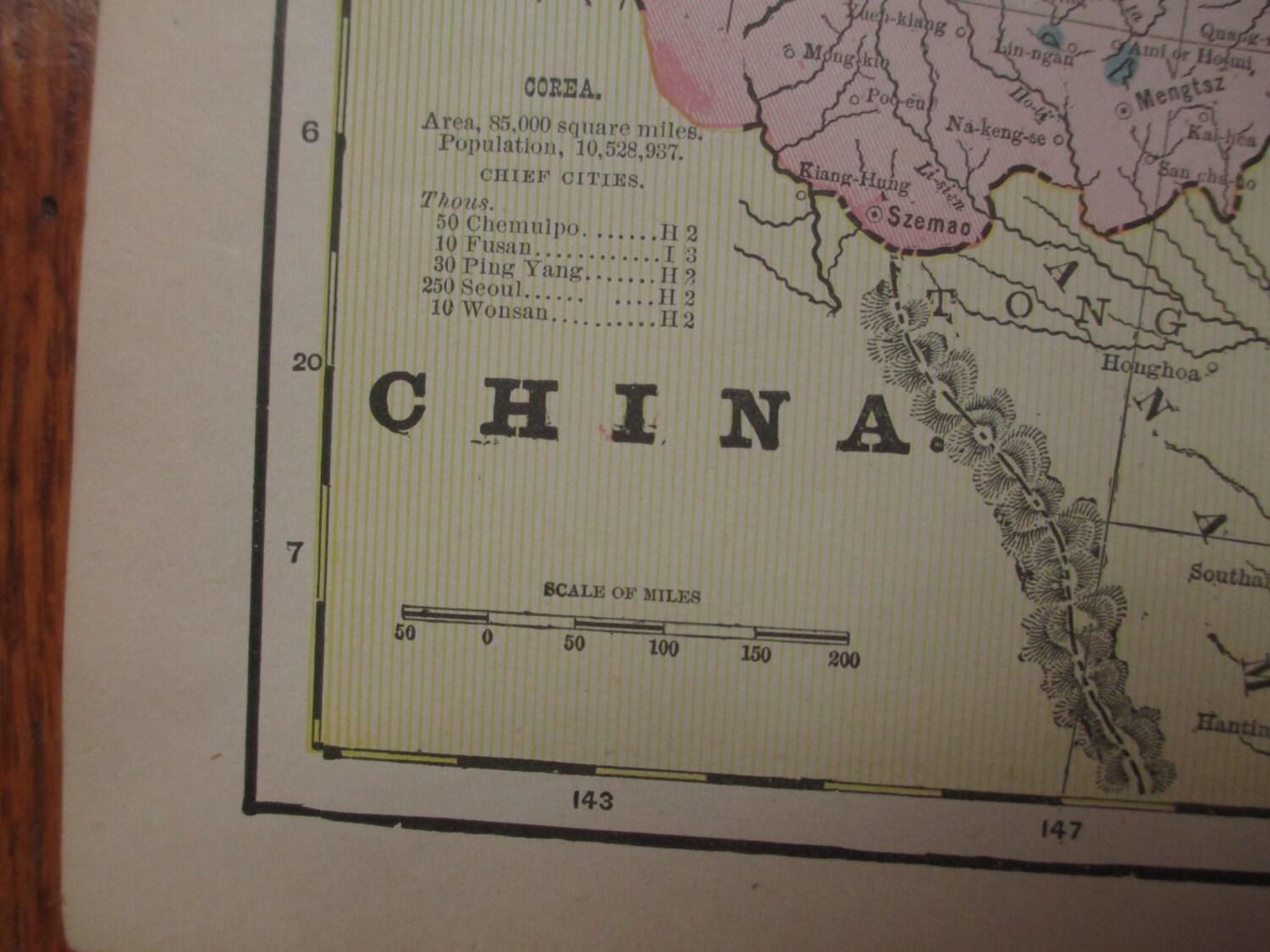 CHINA- Vintage Original 1899 Cram's Map of China- Multicolored Map ...