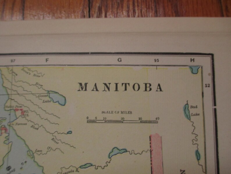 MANITOBA - Vintage Original 1899 Cram's Map of the Province of Manitoba ...