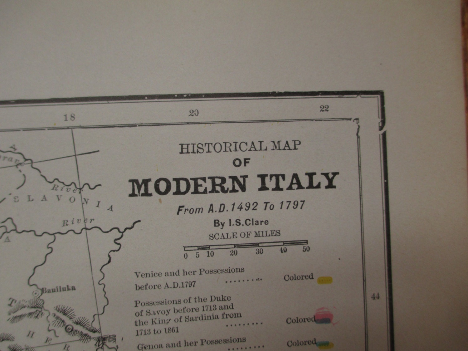 ITALY- Vintage Original 1899 Cram's Map of Modern Italy in 1899 ...