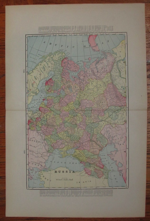 Vintage Original 1899 Cram's Map of Russia Multicolored - Etsy