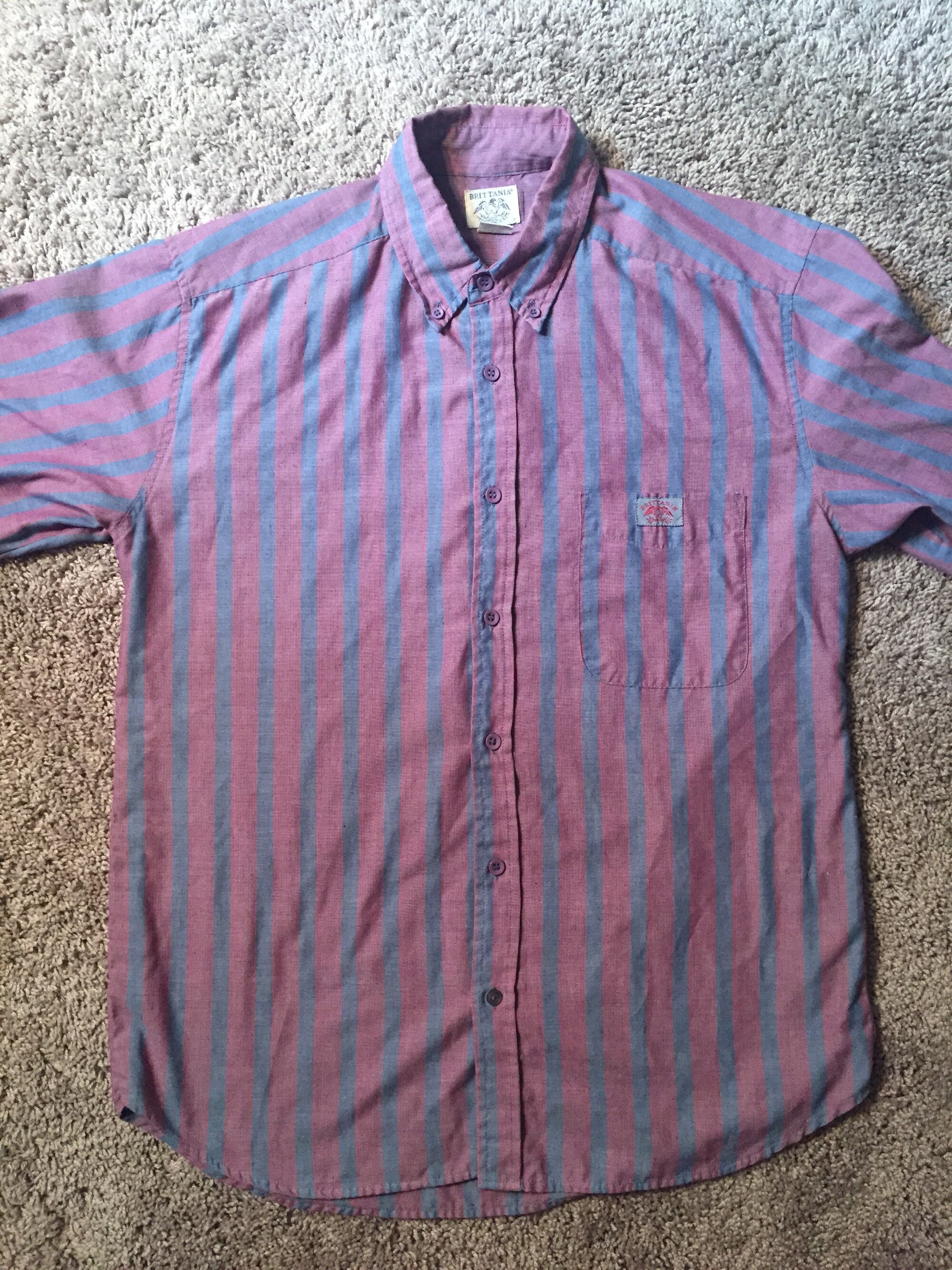 Vintage Red and Gray Short Sleeve Button Down Shirt W/ Red and Gray ...