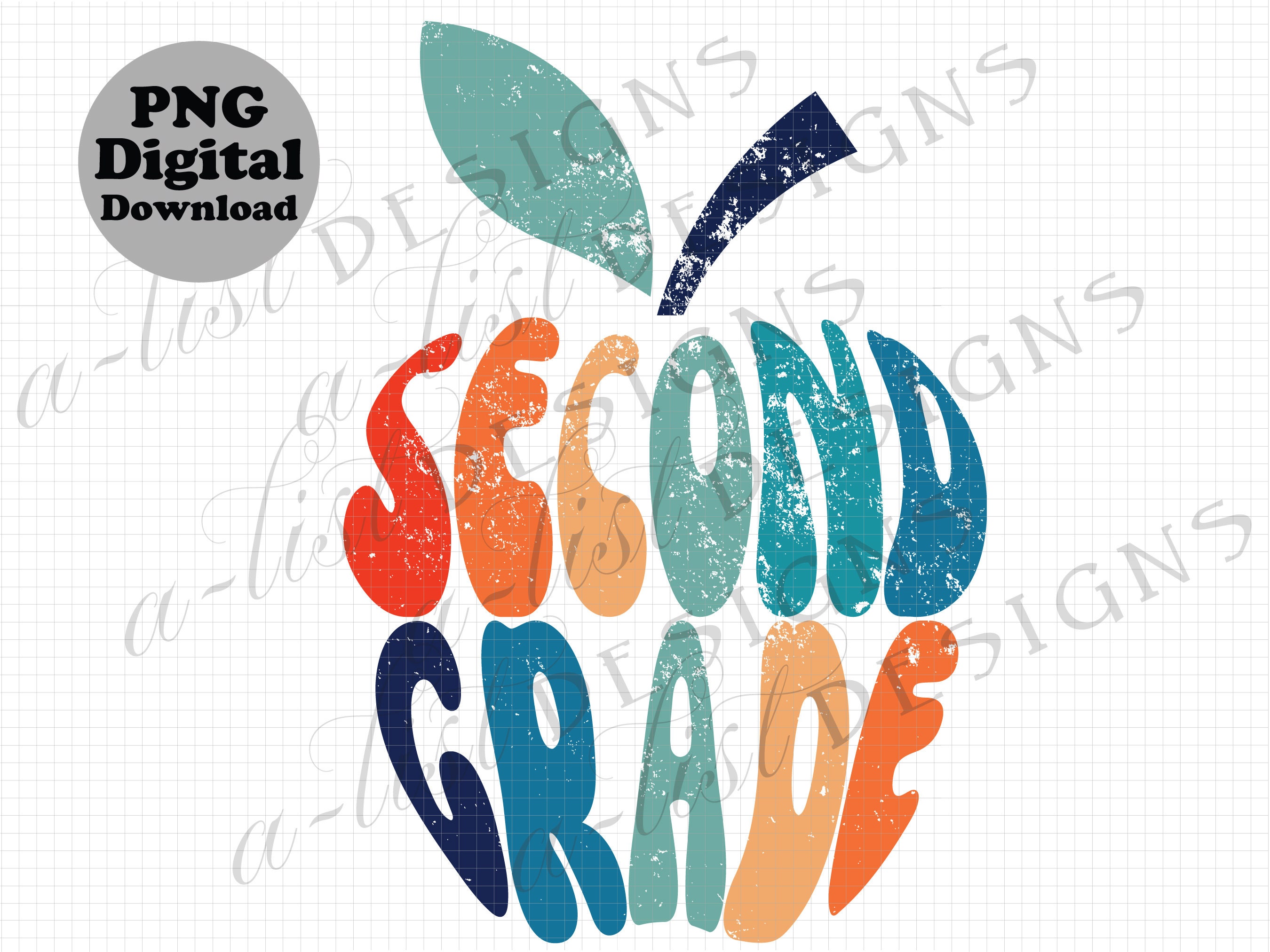 Second Grade Apple Png, Back to School Sublimation Design, Back to ...