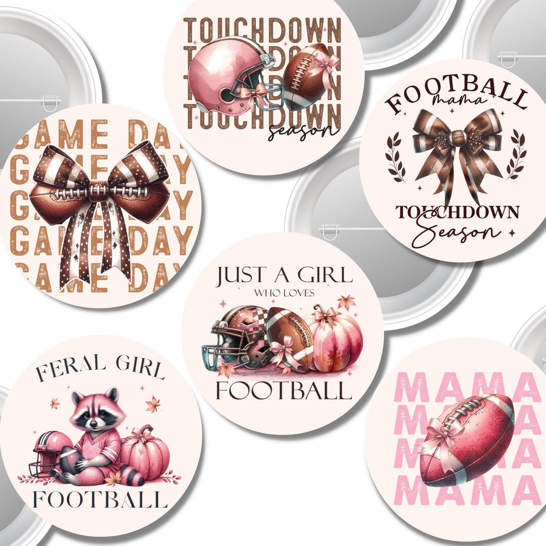Football Coquette Vintage Buttons, Set of 6 - Etsy