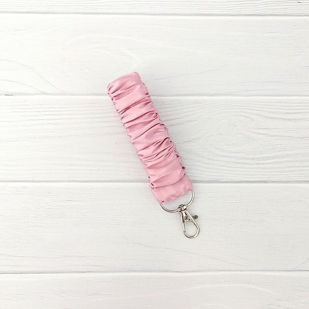 Valentine's Keychain | Light Pink Satin Keychain | Scrunchie Wristlet ...
