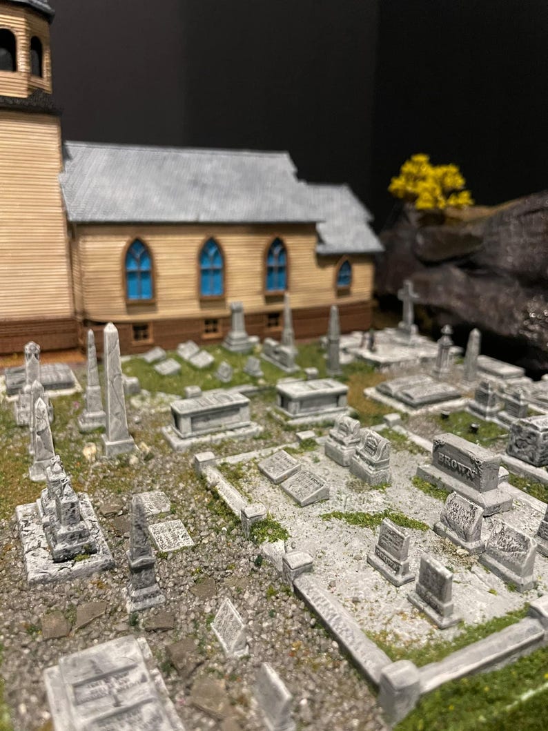 HO Scale / 69 Pcs / Church Graveyard /terrain / Historical / Railroad ...
